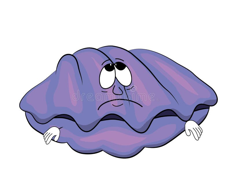 Sad sea shell cartoon stock illustration. Illustration of shell - 48914633