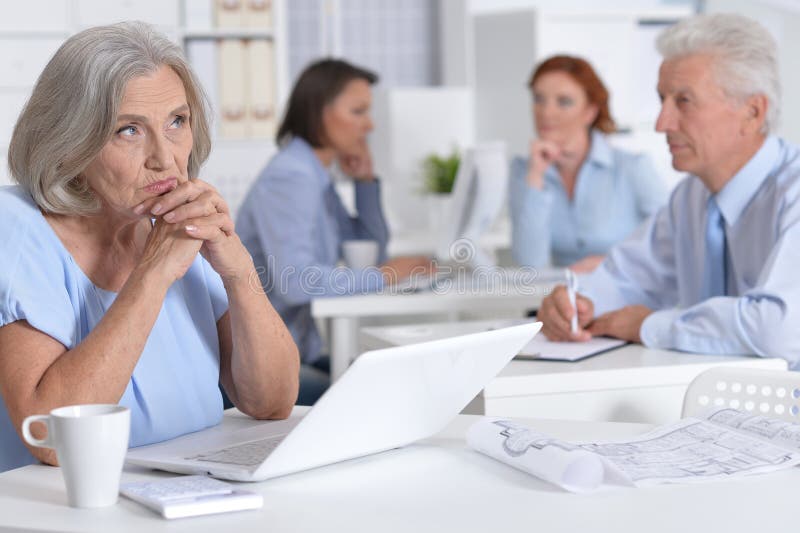 Sad Senior Business Woman Working Light Office Stock Photos - Free ...