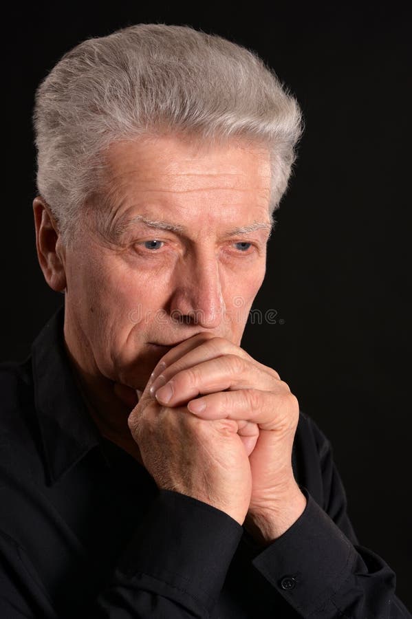 Sad senior man stock photo. Image of natural, gray, pensioner - 40960590