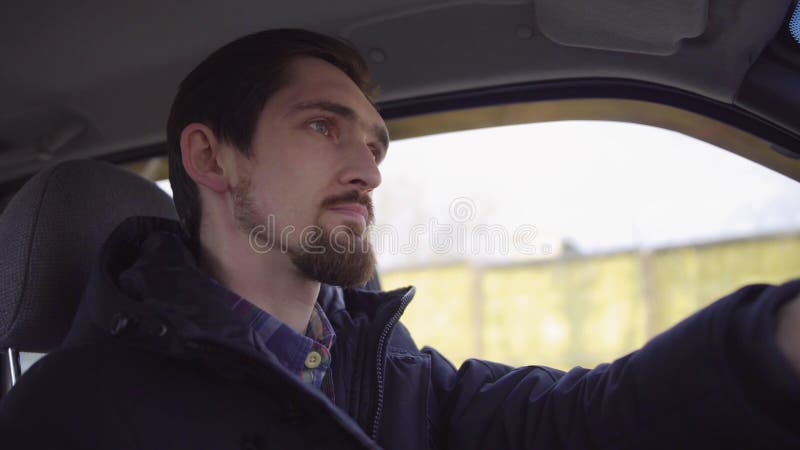 Sad Serious Man Driving Car Stock Video - Video of traffic, depressed ...