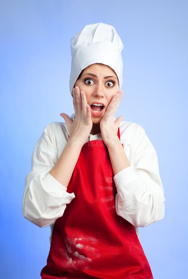 Sad shocked chef stock image. Image of female, gourmet - 13885915
