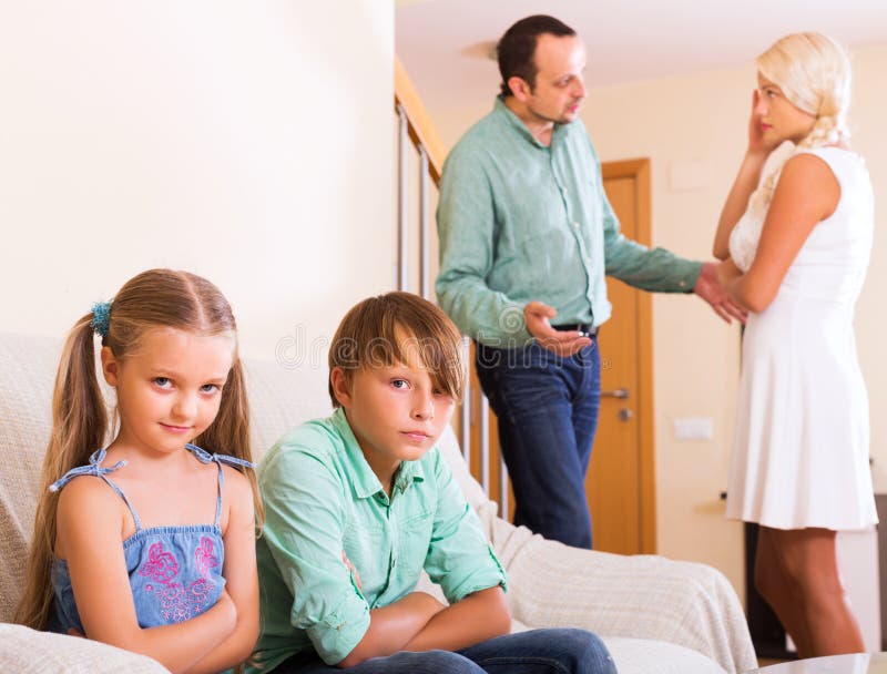 Sad Siblings and Quarrel Parents Stock Image - Image of divorce ...