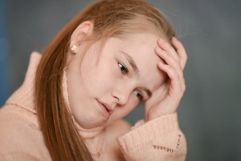 Sad Sick Girl Suffering from Illness Stock Image - Image of girl ...