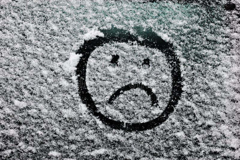 Sad Smiley Face Drawn Snow Covered Glass Stock Photos - Free & Royalty ...
