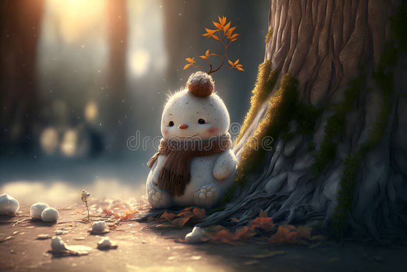 Sad Snowman Melts in Park with Arrival of Spring. Snowman in the Rays ...