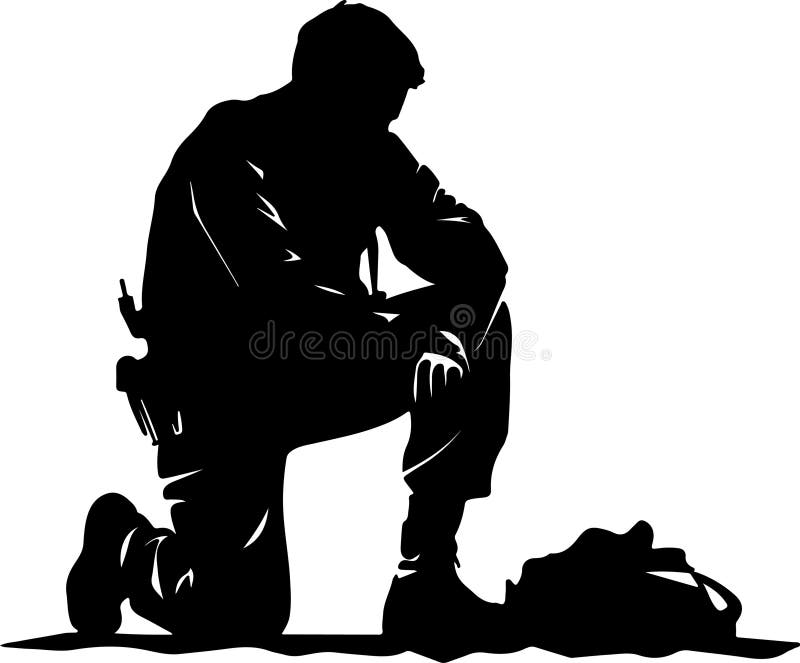 Sad Soldier Silhouette Vector, Military Concept. AI Generated ...