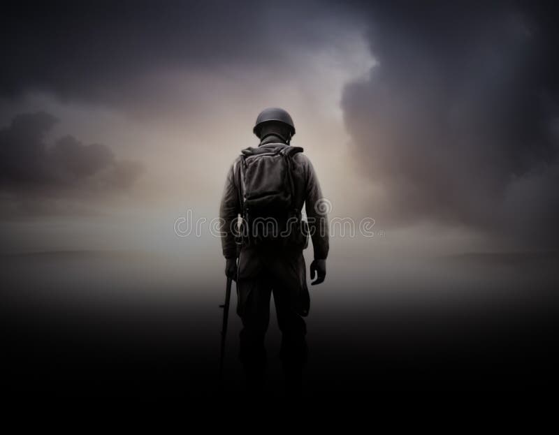 Sad soldier in the war stock illustration. Illustration of memorial ...