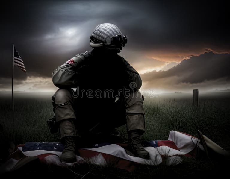 Sad soldier in the war stock illustration. Illustration of pride ...