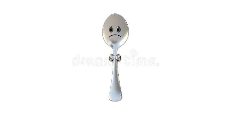 Sad Spoon with Face Expression. Emotional Concept in Kitchen Utensils ...