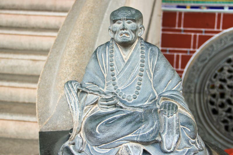 Sad Stone Chinese Buddha Statue Stock Image - Image of traveller ...