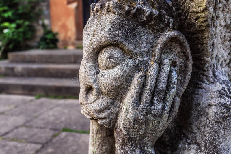 Sad Stone Gargoyle in Franconia, Germany Stock Photo - Image of sadness ...