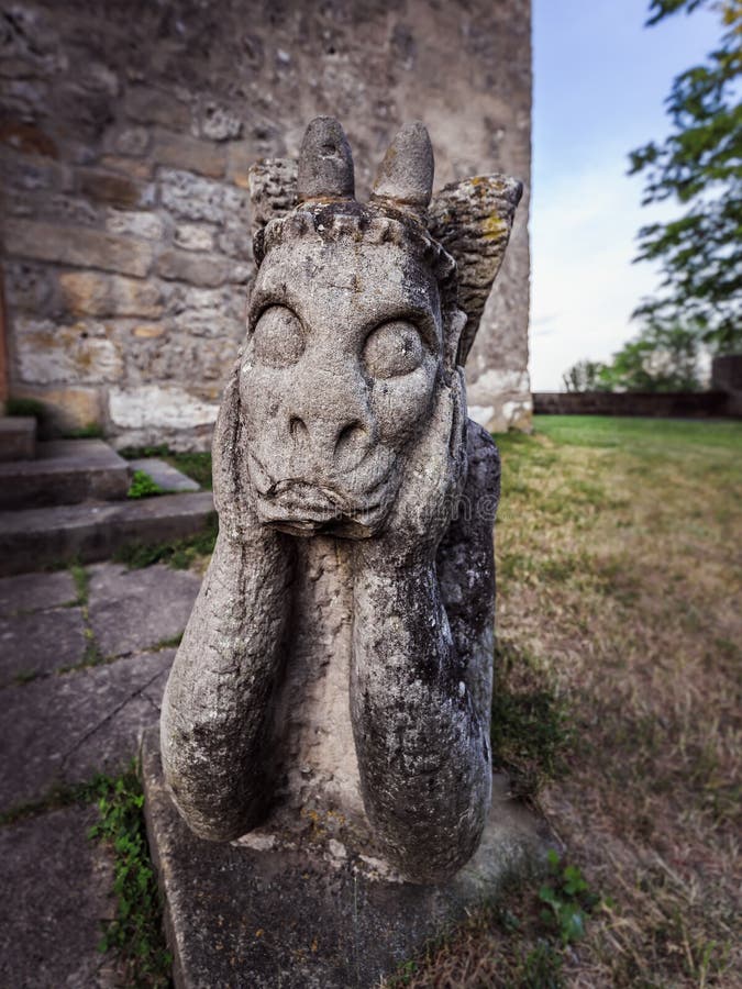 Sad Stone Gargoyle in Franconia, Germany Stock Image - Image of ...
