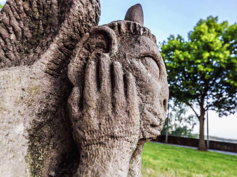Sad Stone Gargoyle in Franconia, Germany Stock Image - Image of ...