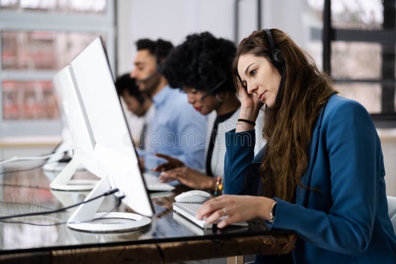 Sad Stressed Customer Call Service Center Stock Photo - Image of group ...