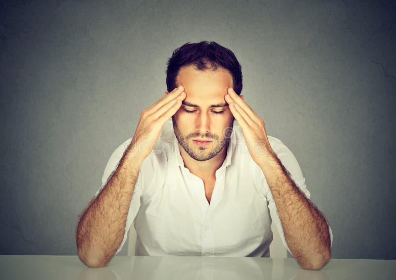 Sad Stressed Man Thinking Intensely Concentrating Preoccupied Stock ...