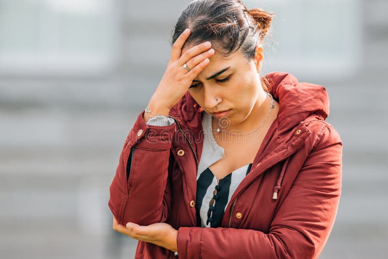 Stressed Woman in the Street with Problems Stock Image - Image of ...