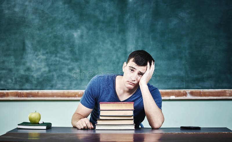 Sad Student blackboard stock photo. Image of book, frustration - 50083660