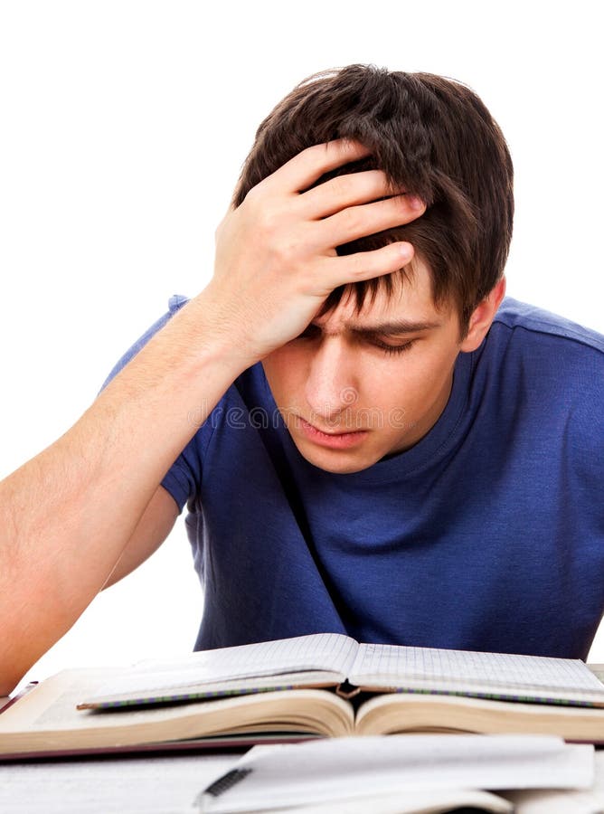 Sad Student with a Books stock image. Image of anxiety - 142972751
