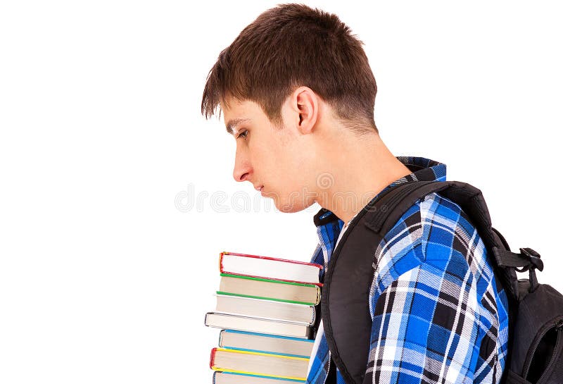 Sad Student with a Books stock photo. Image of school - 217299396