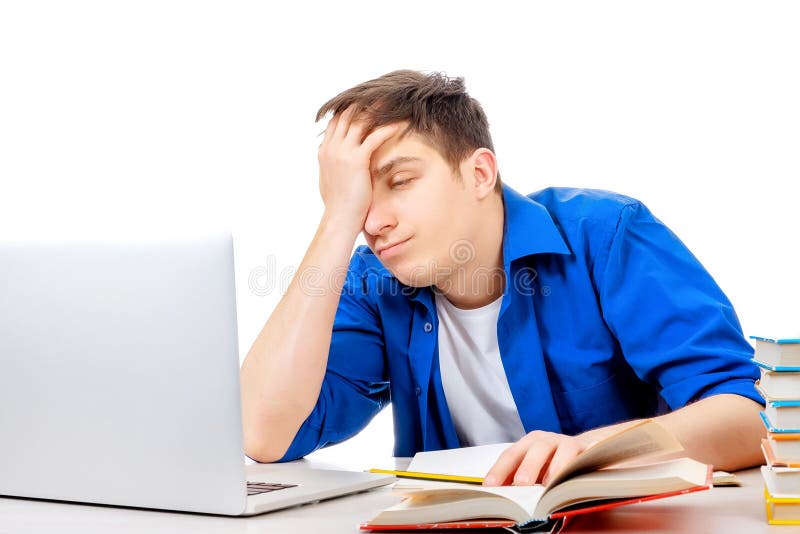 Sad Student with a Books stock photo. Image of male - 248333210