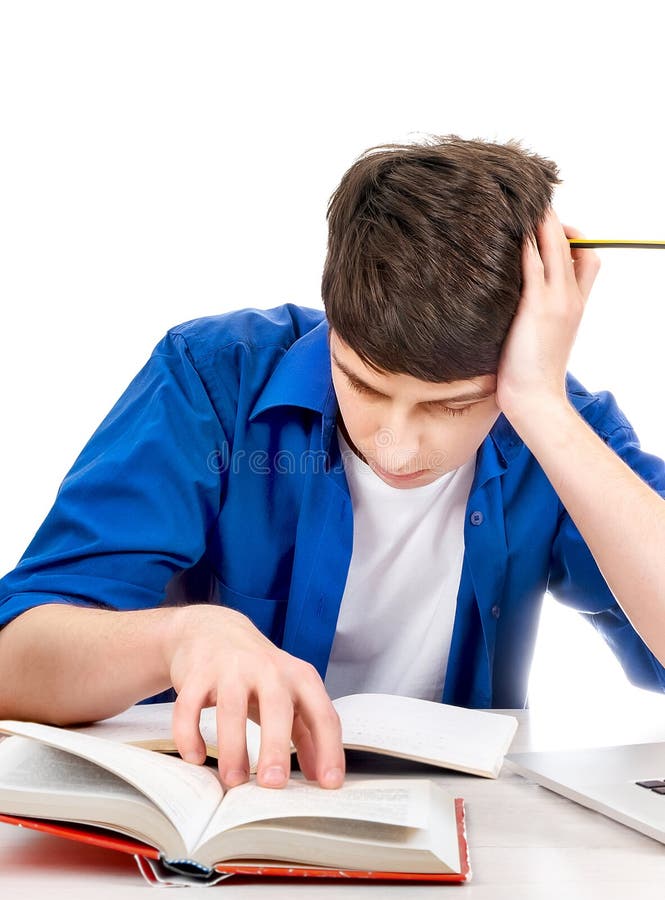 Sad Student with a Books stock photo. Image of human - 267755108