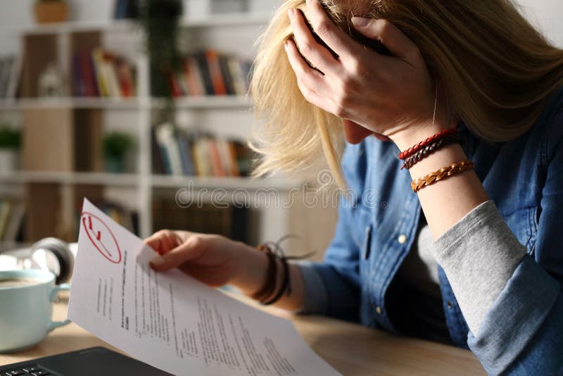Sad Student Complaining about Failed Exam at Night Stock Image - Image ...