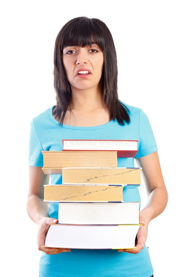 Sad Student Having Too Much To Learn Stock Photo - Image of beautiful ...