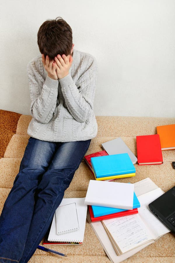 Sad Student at Home stock photo. Image of male, interior - 39941496
