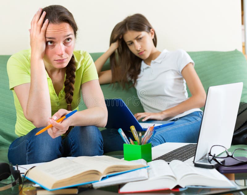Sad Students Studying at Home Stock Photo - Image of pair, science ... Sad Students Studying at Home Stock Photo - Image of pair, science ...