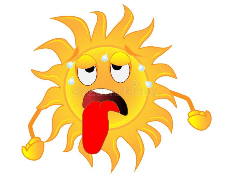 Sad Sun is Exhausted from a Heat Stock Vector - Illustration of bright ...