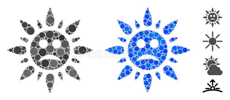 Sad Sun Light Mosaic Icon of Round Dots Stock Illustration ...