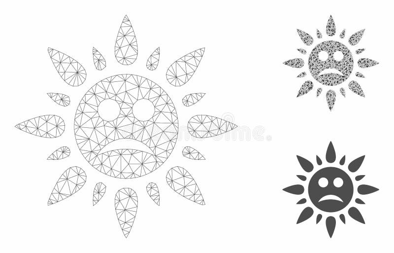 Sad Sun Light Vector Mesh Network Model and Triangle Mosaic Icon Stock ...