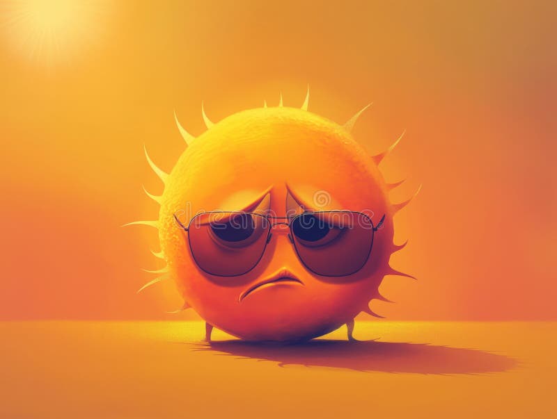 Sad Sun with Sunglasses stock image. Image of rays, sunburn - 321335527