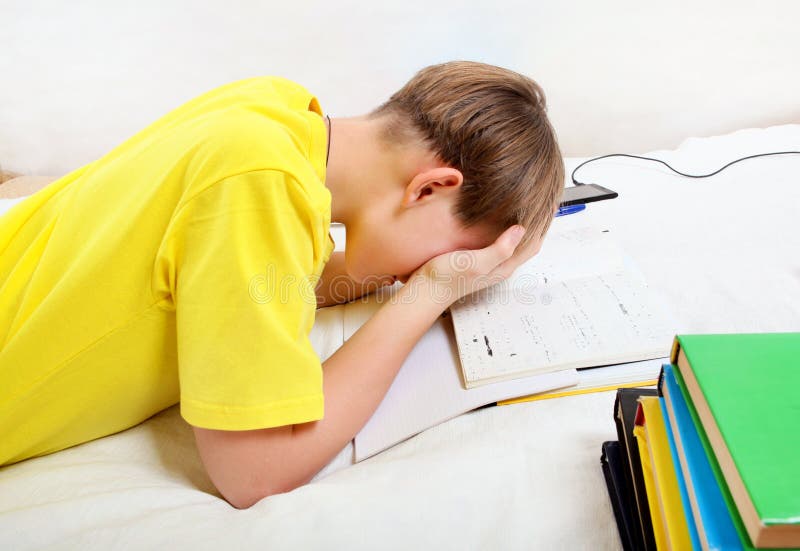 Sad Teenager Doing Homework Stock Image - Image of child, prepare: 48843119