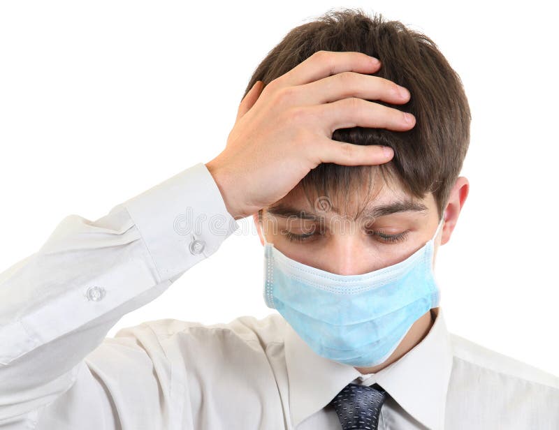 Sad Teenager in Flu Mask stock image. Image of influenza - 69479543
