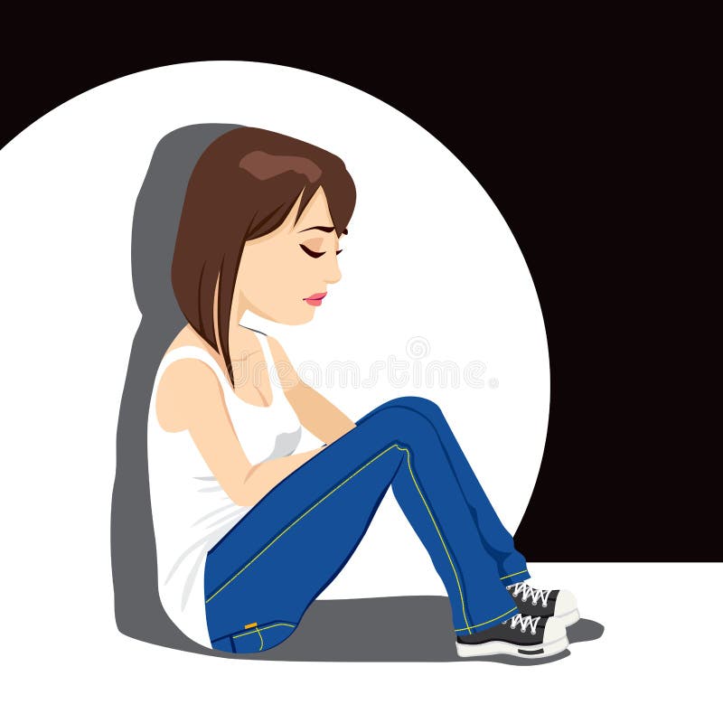Alone Sad Woman Stock Illustrations 5 230 Alone Sad Woman Stock