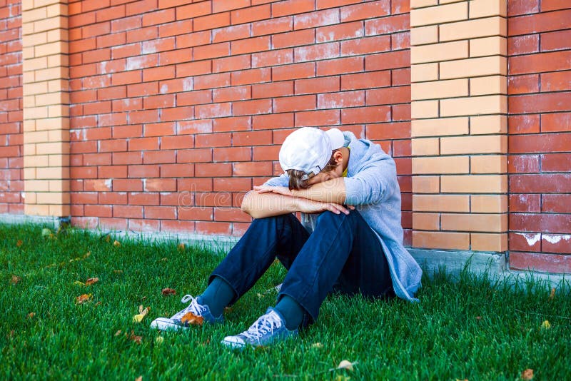 Sad Teenager outdoor stock photo. Image of grief, adolescence - 88907038