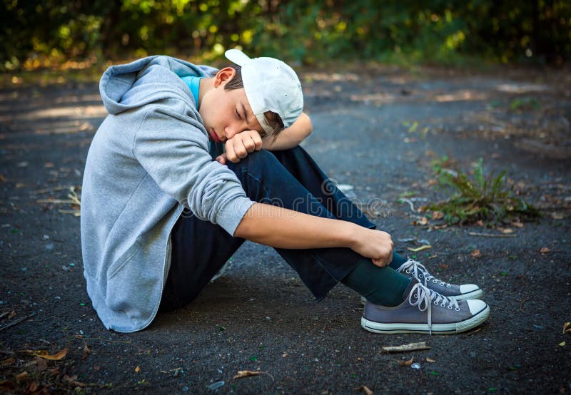 Sad Teenager outdoor stock photo. Image of asphalt, expulsion - 90655206