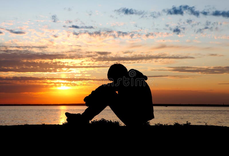Sad Teenager at Sunset stock image. Image of rural, person - 92398799