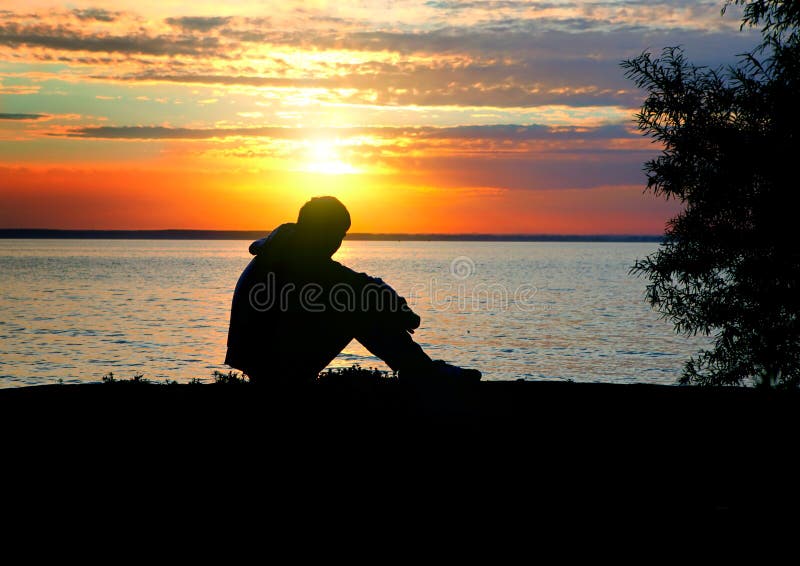 Sad Teenager at Sunset stock photo. Image of quiet, sorrowful - 96197362