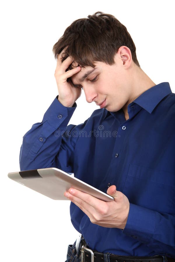 Sad Teenager with Tablet stock photo. Image of network - 37675762