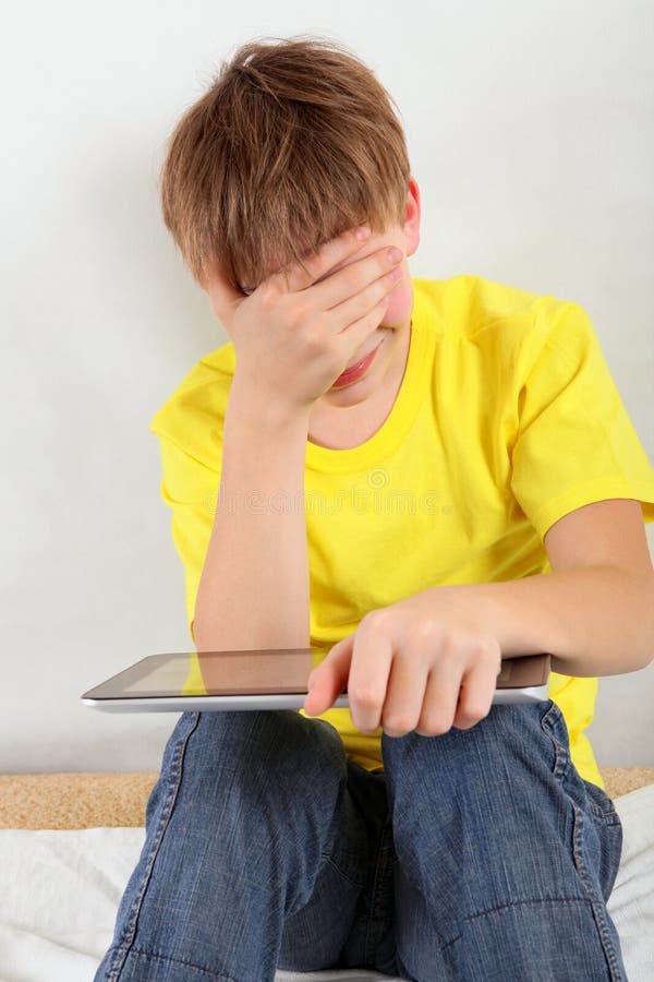 Sad Teenager with Tablet stock photo. Image of read, conflict - 52103764