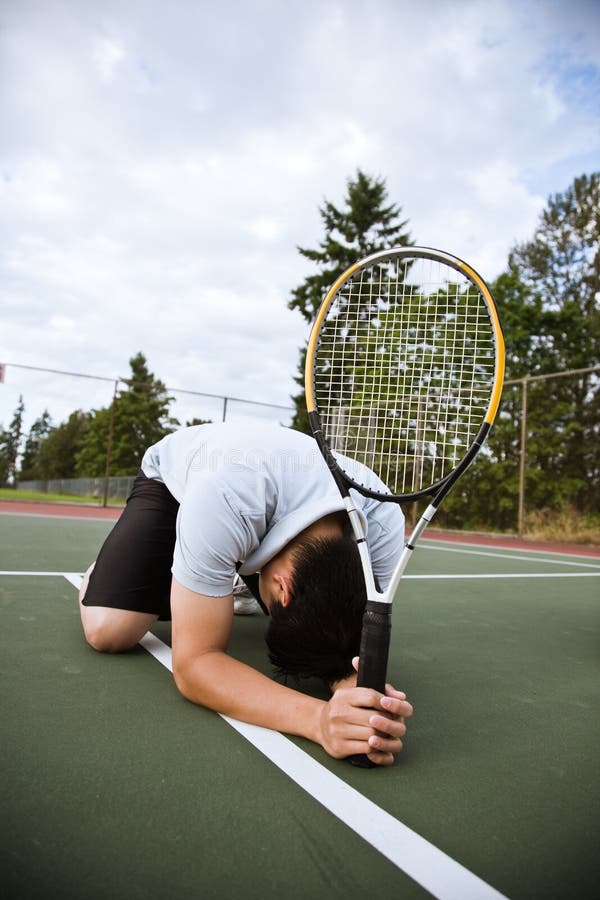 Sad Tennis Player after Defeat Stock Photo - Image of court, copyspace ...