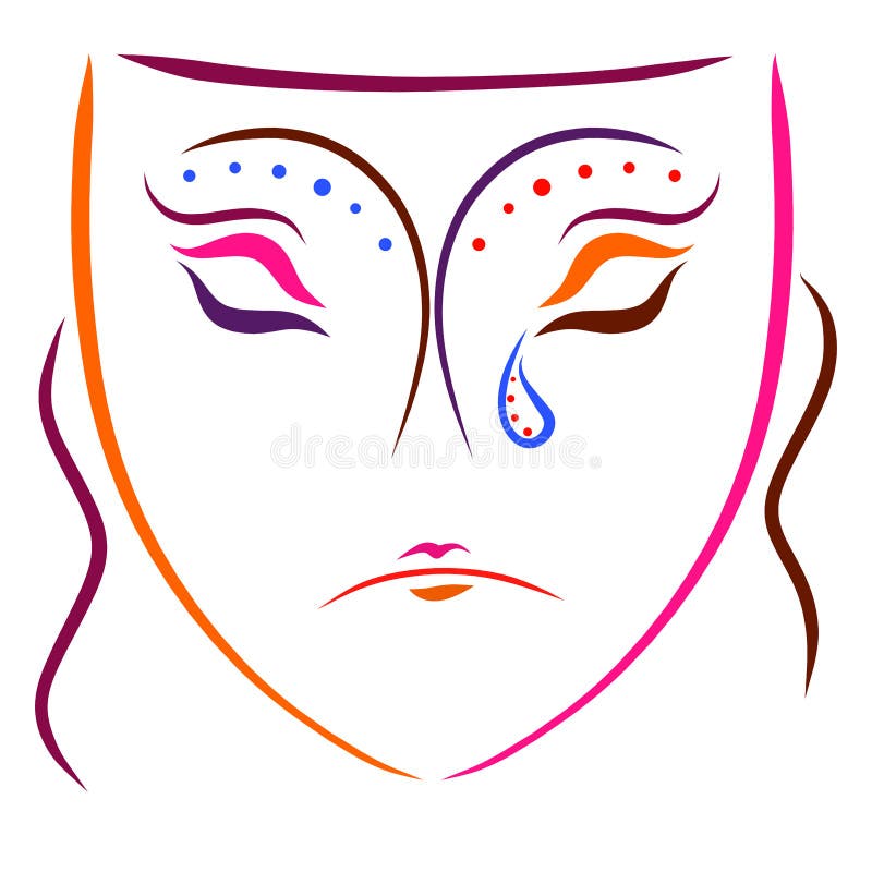 Sad Theatrical Mask with a Tear on a Womans Face Stock Illustration ... Sad Theatrical Mask with a Tear on a Womans Face Stock Illustration ...