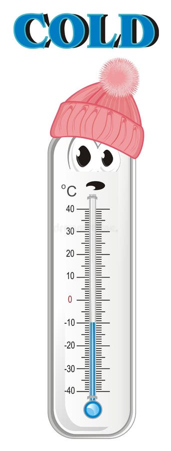 Sad Thermometer with Hat and Word Stock Illustration - Illustration of ...