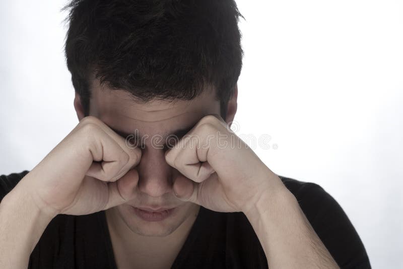 Sad Depressed Man with Hands Over Face Stock Image - Image of confused ...