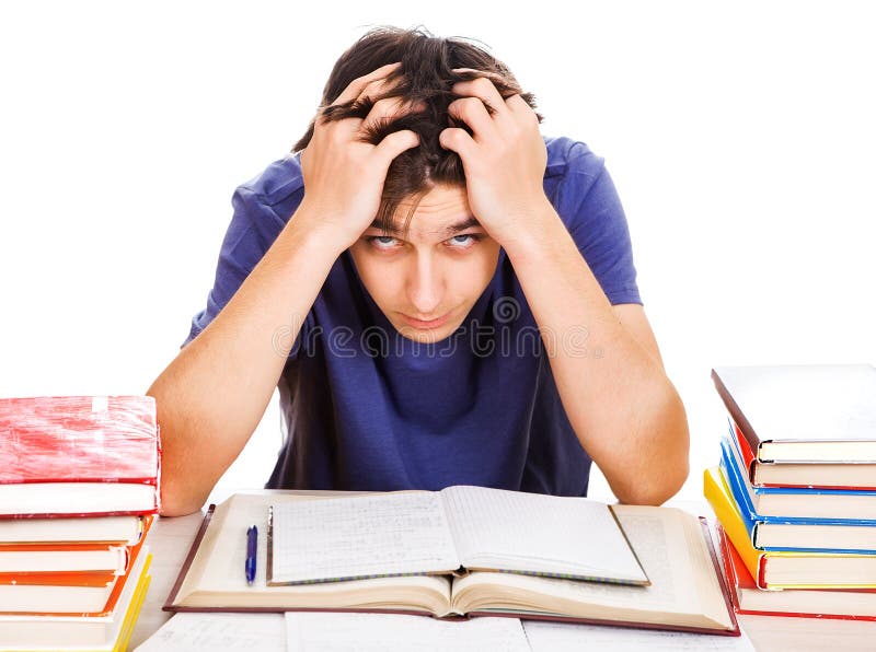 Sad and Tired Student stock image. Image of emotion - 142149749