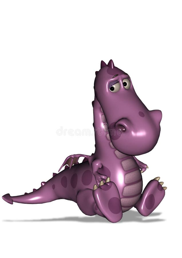 Sad Toon Dragon with Clipping Path Stock Illustration - Illustration of ...