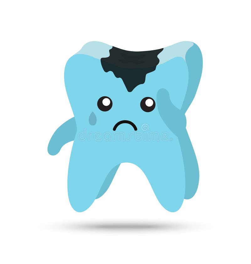 Sad Tooth with Cavity Character Stock Illustration - Illustration of ...
