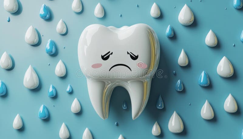 Sad Tooth Feeling Sensitive Experiencing Pain Surrounded by White and ...